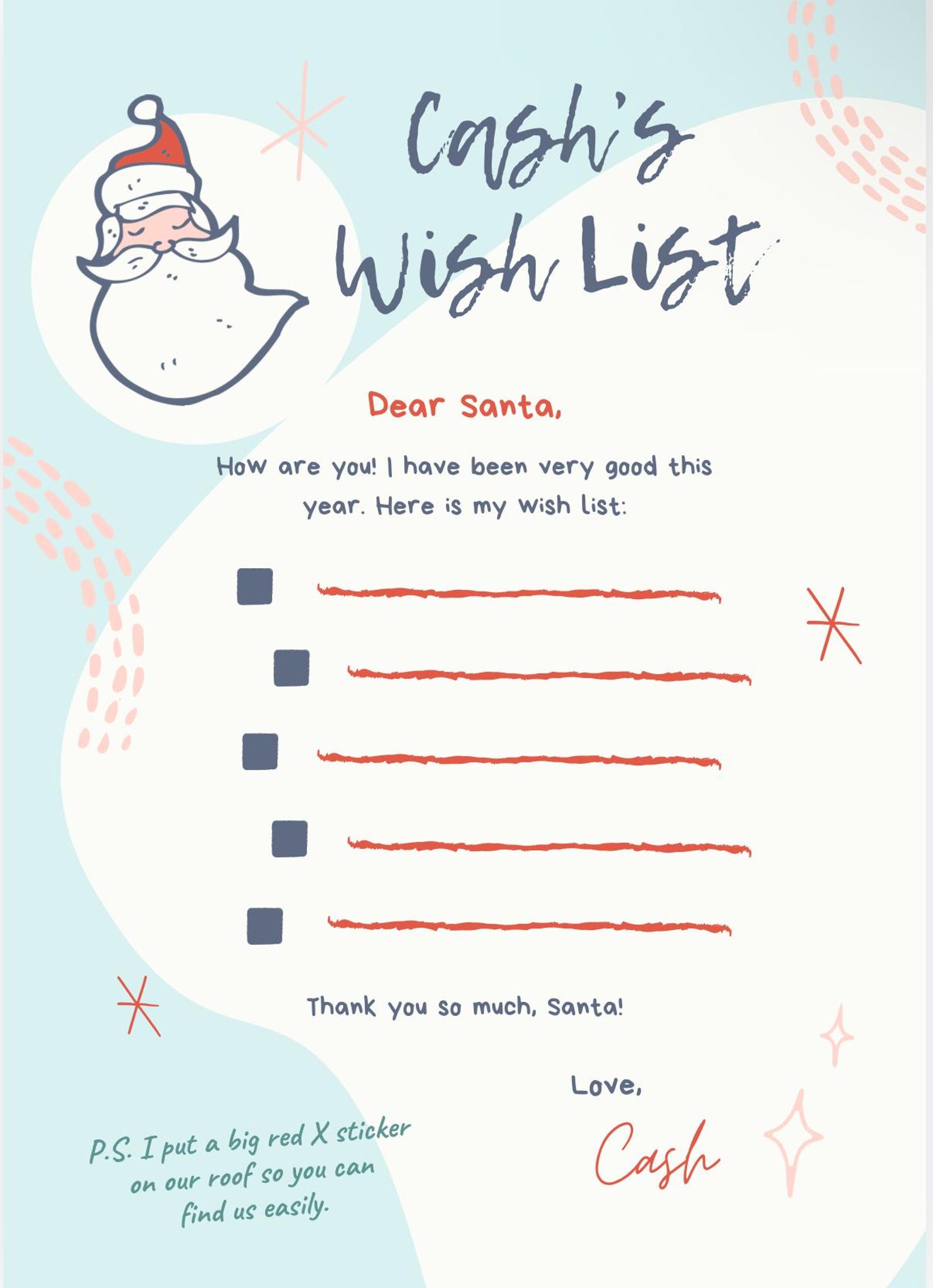 Customizable Santa List - Etsy