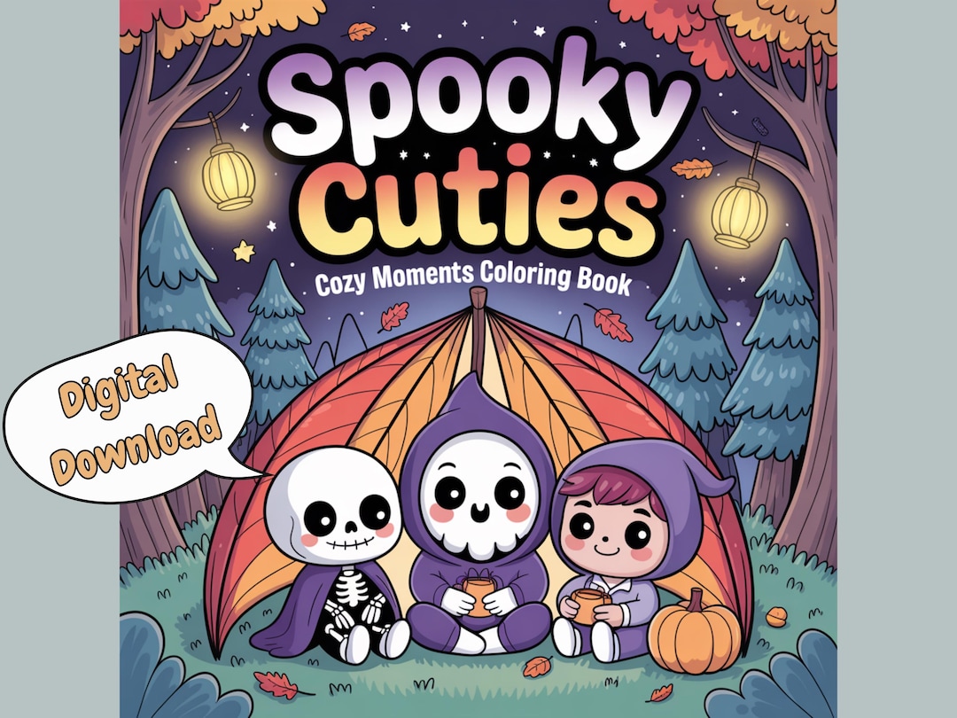 Spooky Cuties Coloring Book: Cozy Halloween Fun (PDF Download) - Etsy