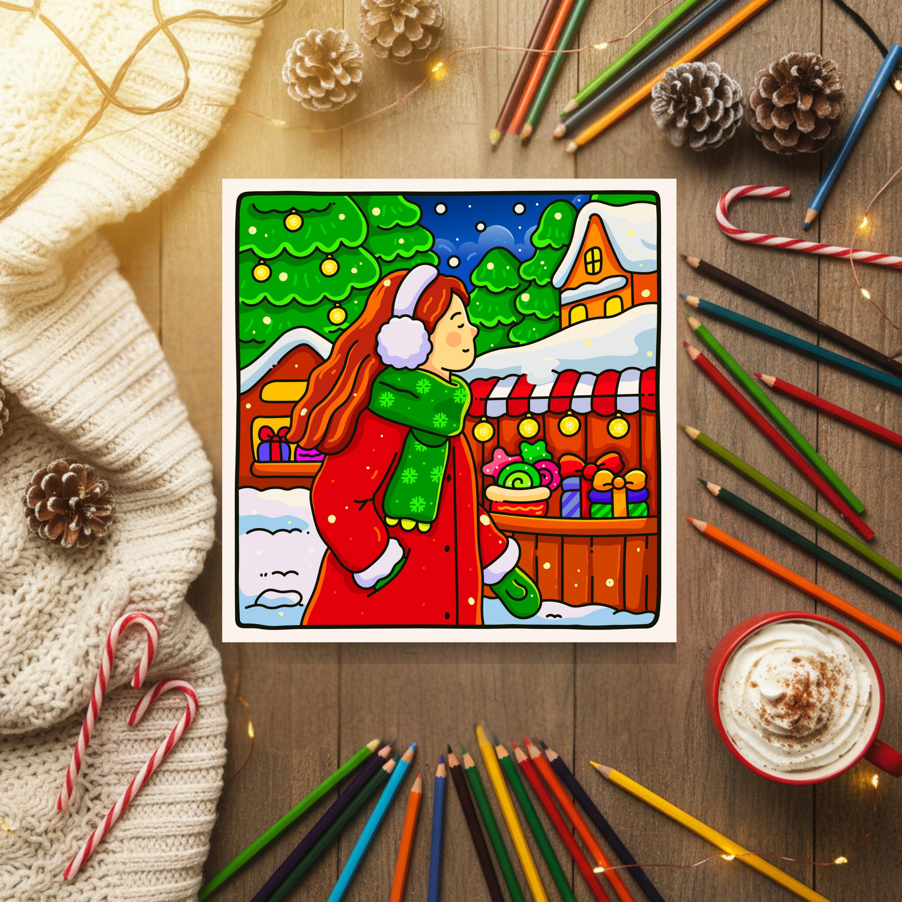 Cozy Girl Christmas Coloring Book | Cute and Aesthetic Holiday Coloring ...