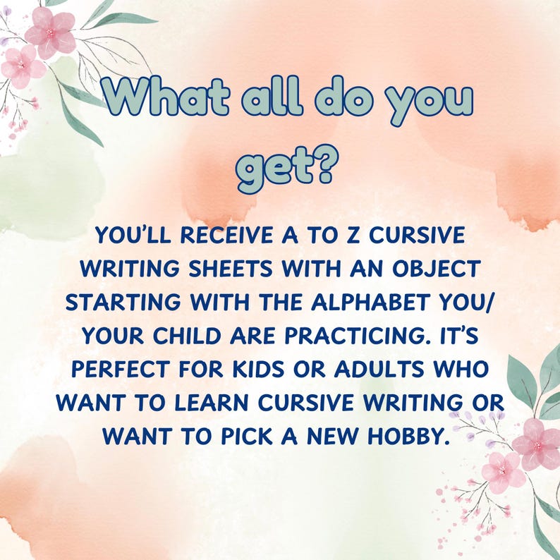 Cursive Handwriting Practice Book: A-Z Tracing Worksheets (PDF Download ...