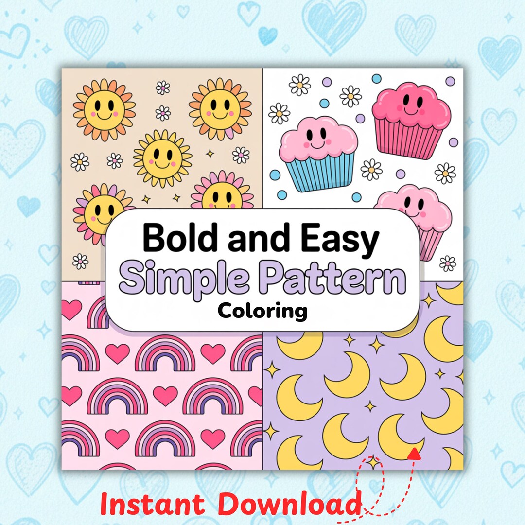 Cute Bold Comfy Easy Pattern Designs Coloring Pages for Kids Adults ...