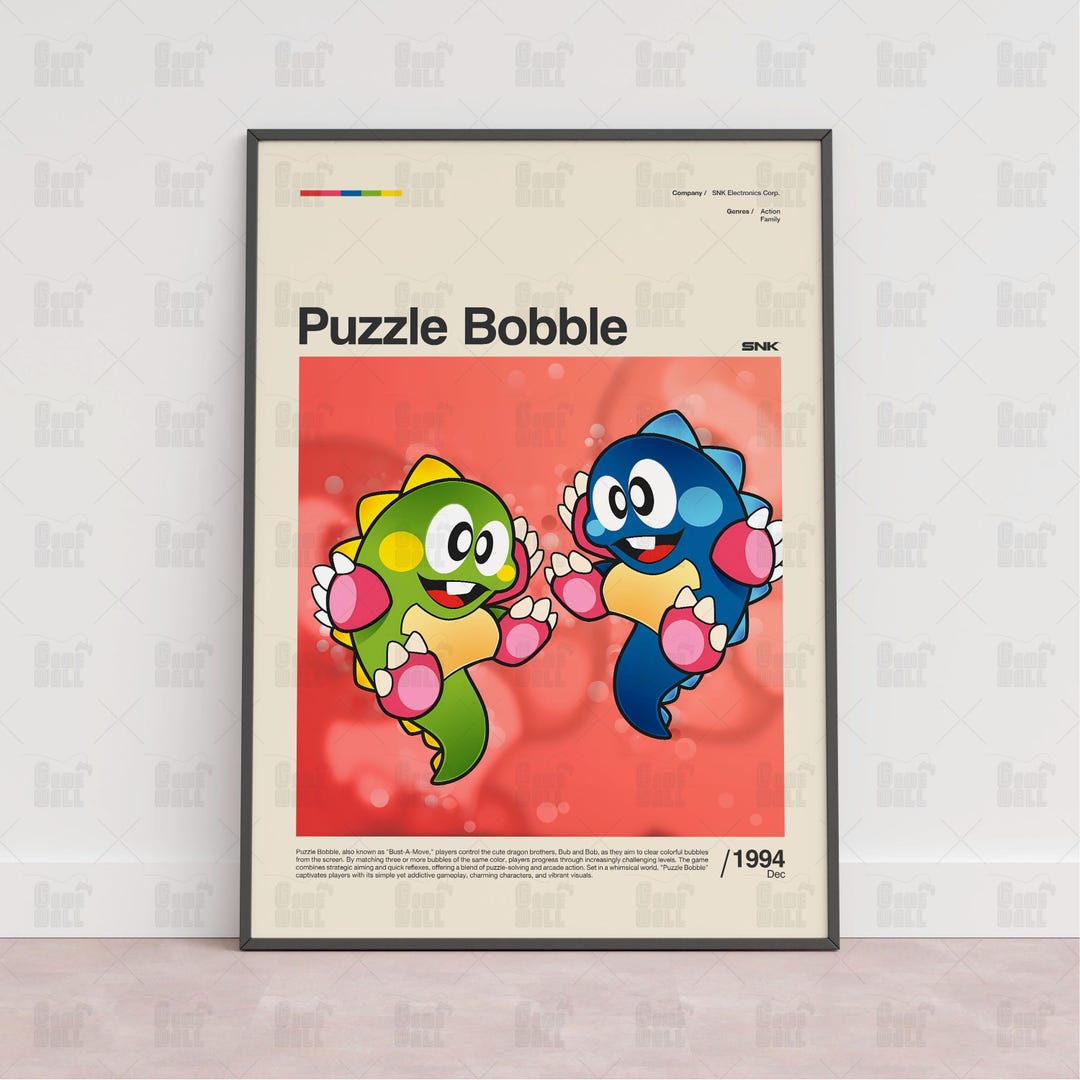 Puzzle Bobble Poster, Gaming Room Poster, Gaming Wall Poster, Gaming ...
