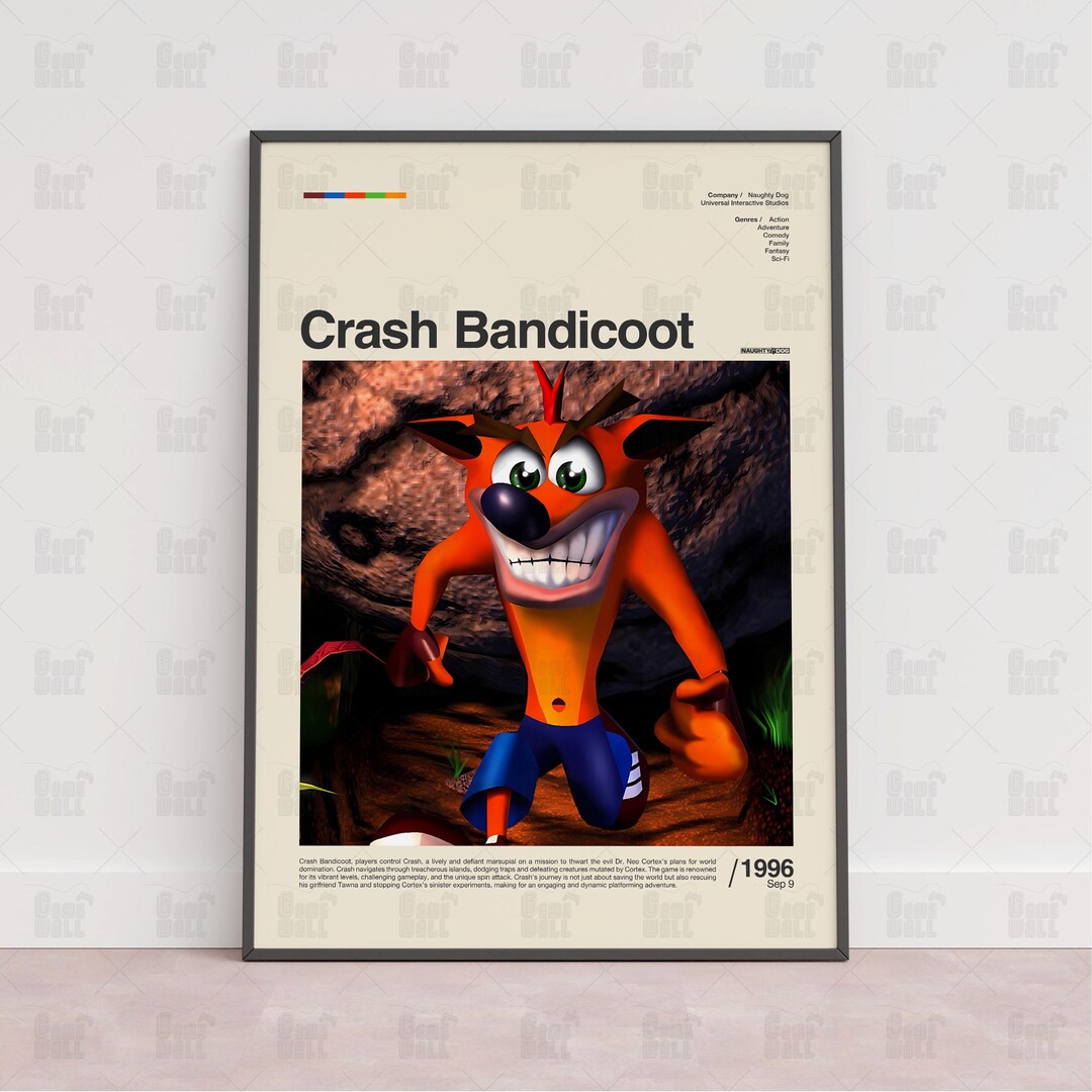 Crash Bandicoot Poster, Gaming Room Poster, Gaming Wall Poster, Gaming ...