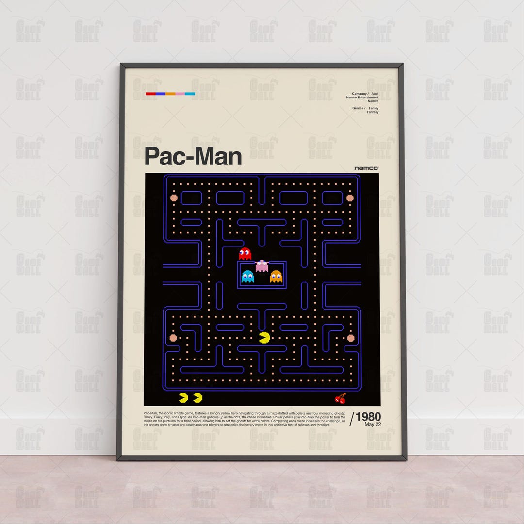 Pac-man Poster, Gaming Room Poster, Gaming Wall Poster, Gaming Print ...