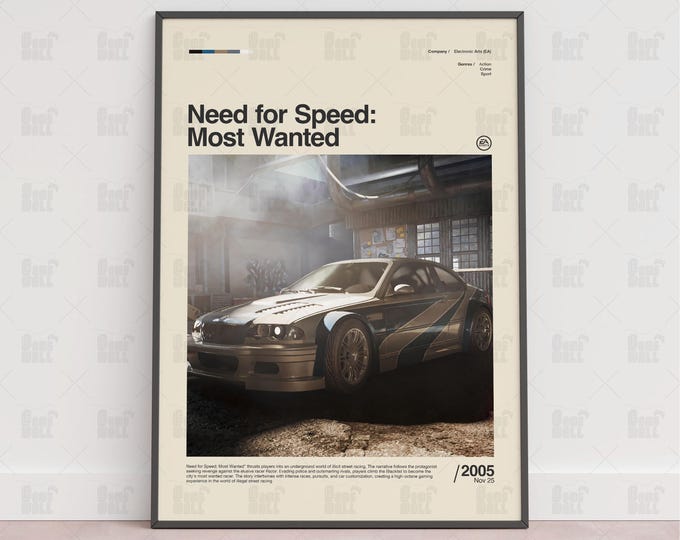 Need for Speed Most Wanted Poster, Gaming Room Poster, Gaming Wall ...