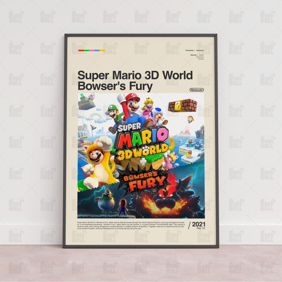 Super Mario 3D World Bowsers Fury Poster, Gaming Room Poster, Gaming ...