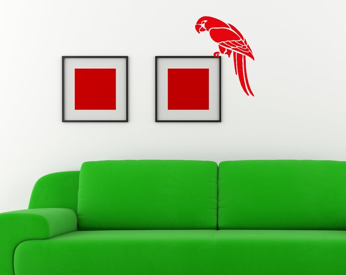 Macaw Tropical Parrot Bird Vinyl Wall Decal Adhesive Removable Sticker ...