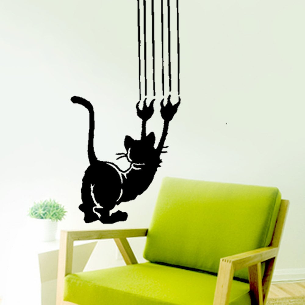 Crazy Scratching Cat Vinyl Wall Decals Home Decor - Etsy
