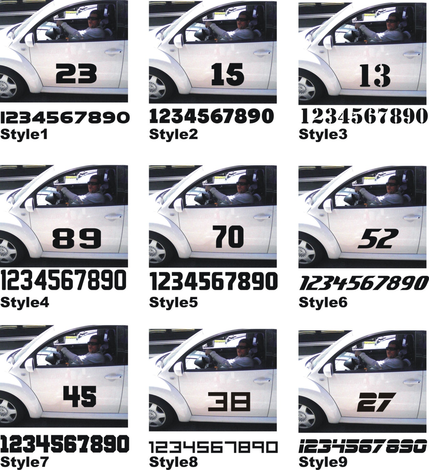 Sport Race Car Numbers Vinyl Racing Car Decal Door Sticker. Set of 2 ...