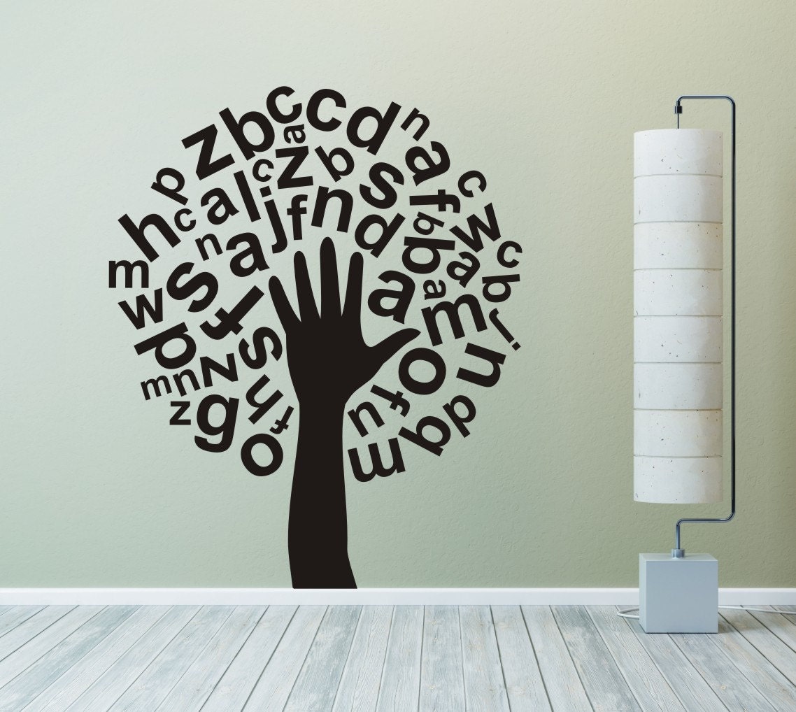 Tree of Words Vinyl Wall Decal English Letters Sticker Design | Etsy