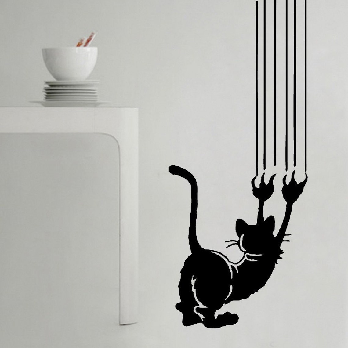 Crazy Scratching Cat Vinyl Wall Decals Home Decor - Etsy