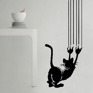 Crazy Scratching Cat Vinyl Wall Decals Home Decor - Etsy