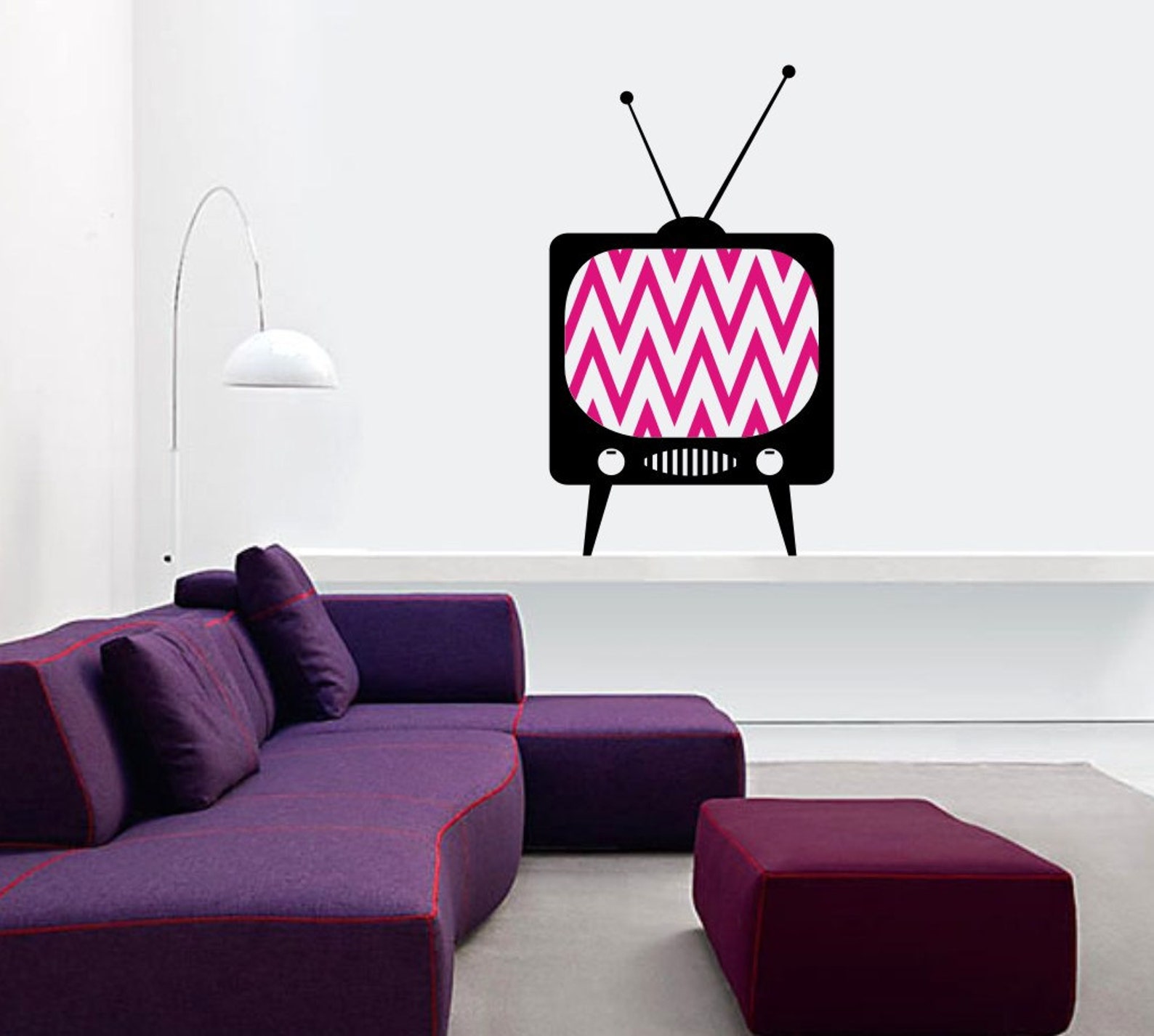 Vintage Television Pattern Vinyl Wall Decal Psychedelic 60's Video Art ...