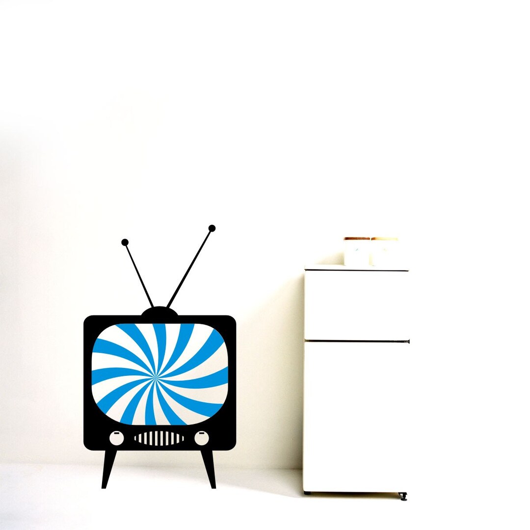 Vintage Television Pattern Vinyl Wall Decal Psychedelic 60's Video Art ...