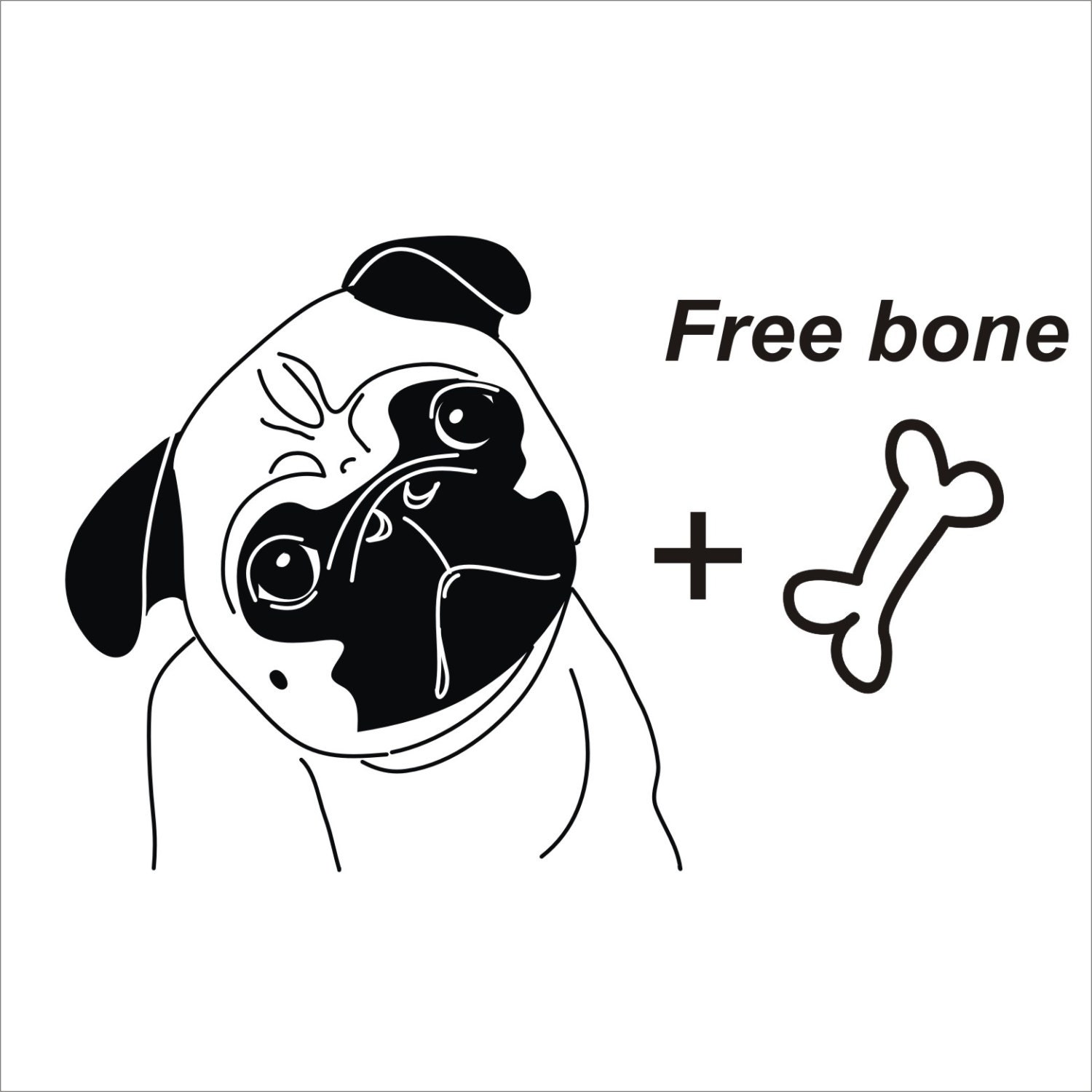 Pug Dog Face Decal Woof Woof Where is My Bone Puppy Home Decor - Etsy