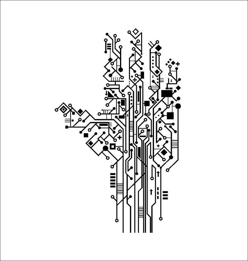 Digital Circuit Hand Wall Vinyl Decal Home Decoration Sticker - Etsy