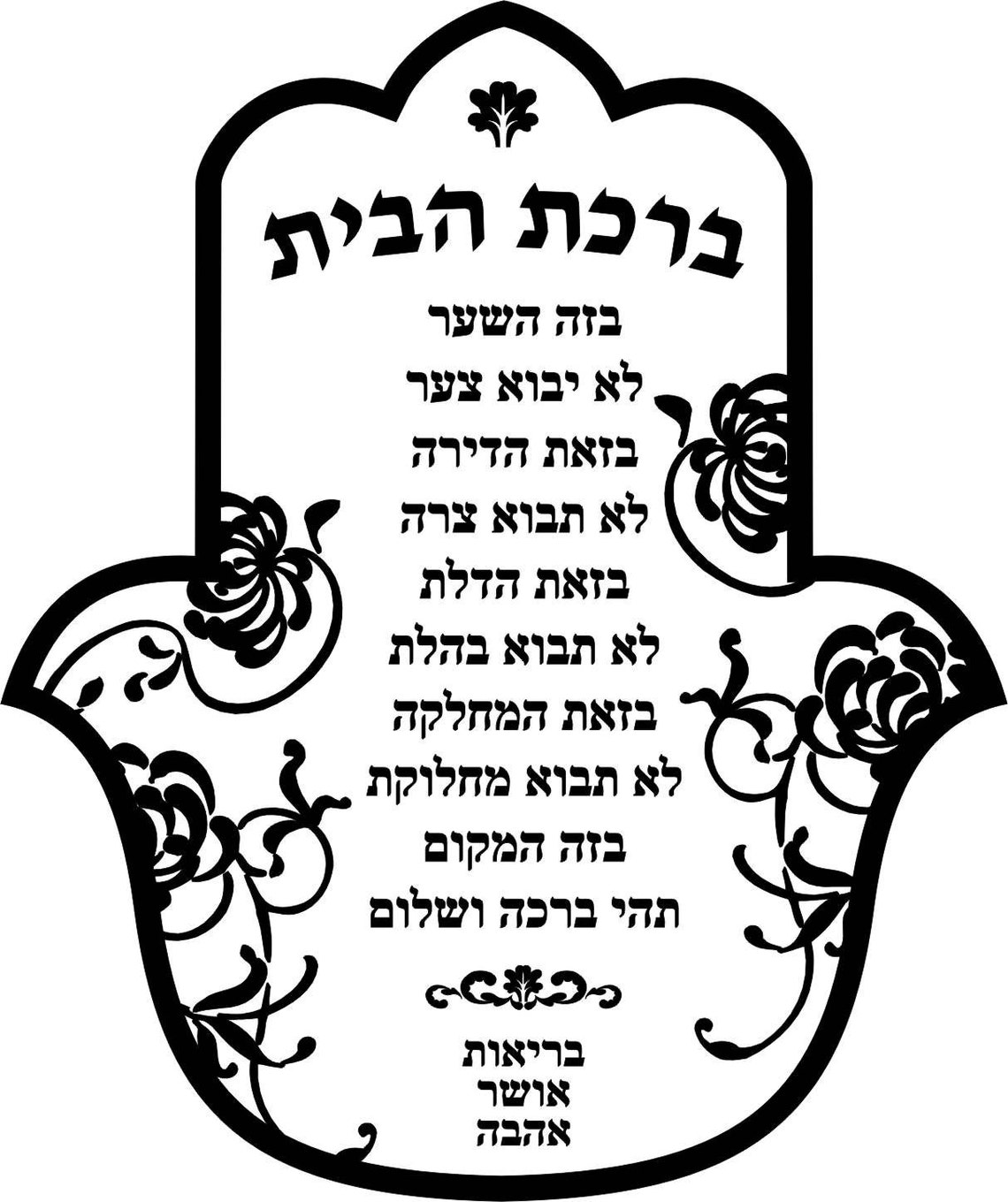 Hamsa Home Blessing Jewish Hebrew Prayer Wall Vinyl Decal - Etsy