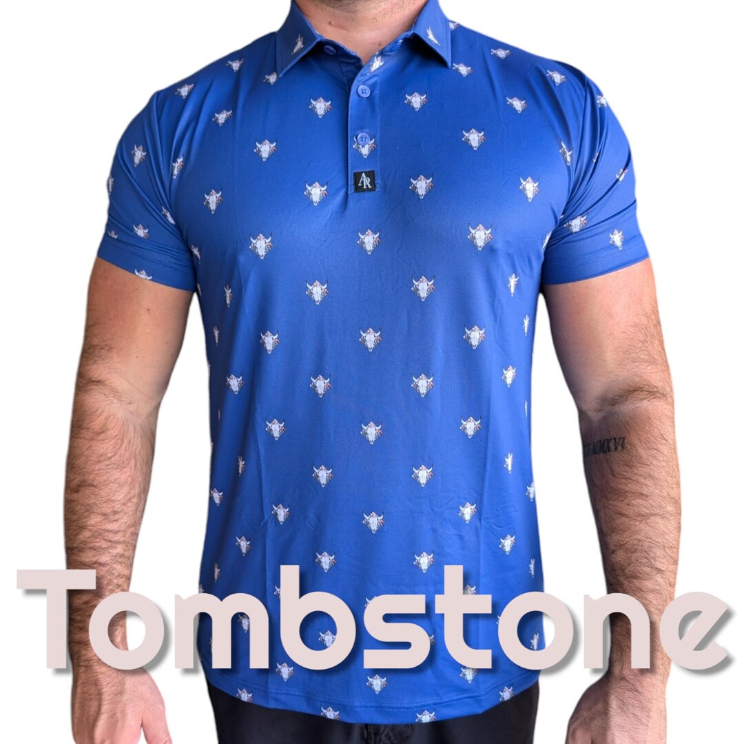 Tombstone/cow Skull Golf Polo - Etsy