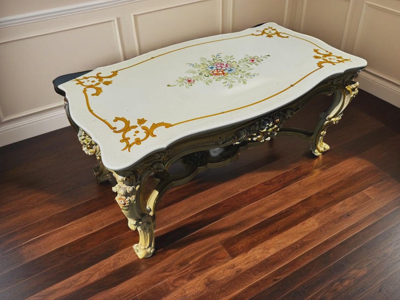Antique SILIK Italian Coffee Table French Style Italy Rococo Baroque ...