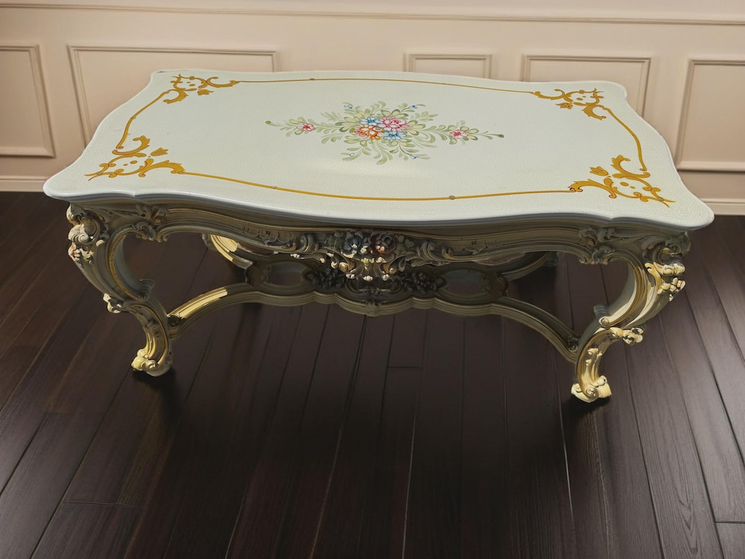 Antique SILIK Italian Coffee Table French Style Italy Rococo Baroque ...