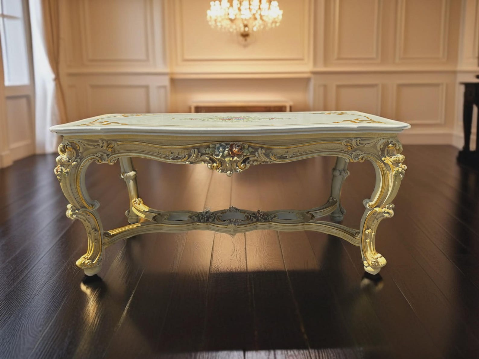 Antique SILIK Italian Coffee Table French Style Italy Rococo Baroque ...