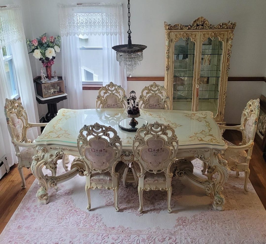 SILIK Italian Dining Table With 6 Chairs Italy Rococo Baroque - Etsy