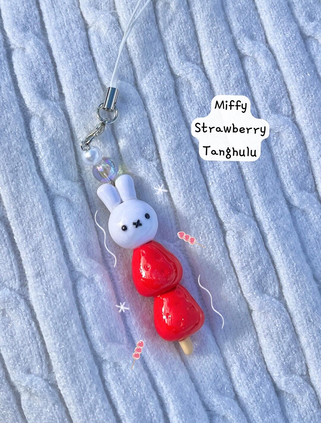 Miffy Strawberry Tanghulu Phone Charm - Etsy