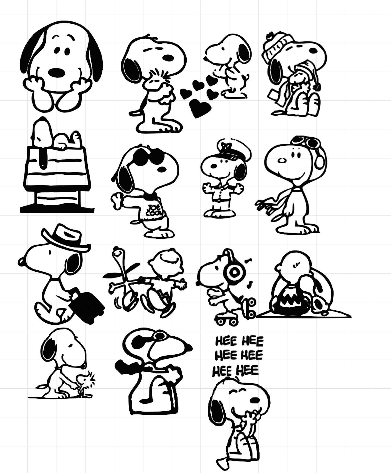 Snoopy Vinyl Transfer Sticker Pack 15 Decals - Etsy