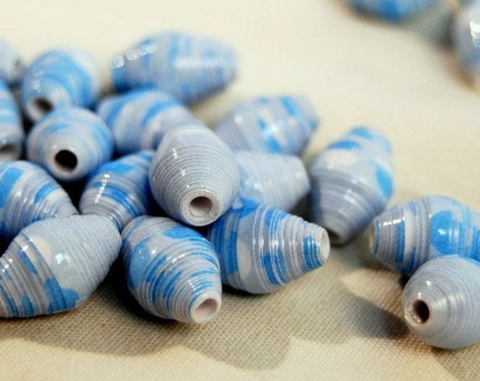 Baby Blue Bubble Hand Rolled Paper Beads - Etsy