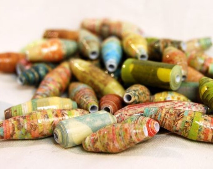 Pastel Scrap Hand Rolled Paper Beads - Etsy