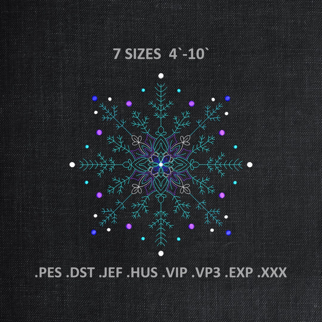 Snowflake Machine Embroidery Designs, Winter Ornament PES JEF DST Files ...