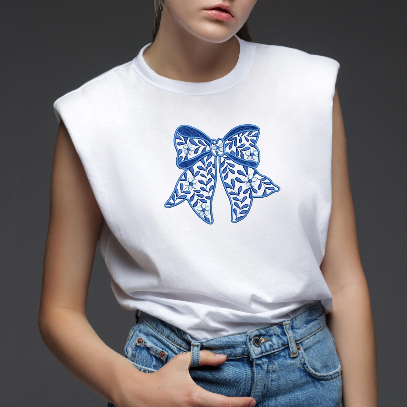 Chinoiserie Bow Machine Embroidery Design, Coquette Bow PES DST Files ...
