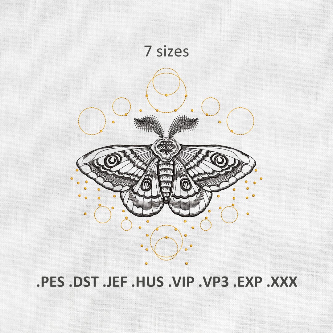 Gothic Mystic Moth Machine Embroidery Designs, Celestial Butterfly ...