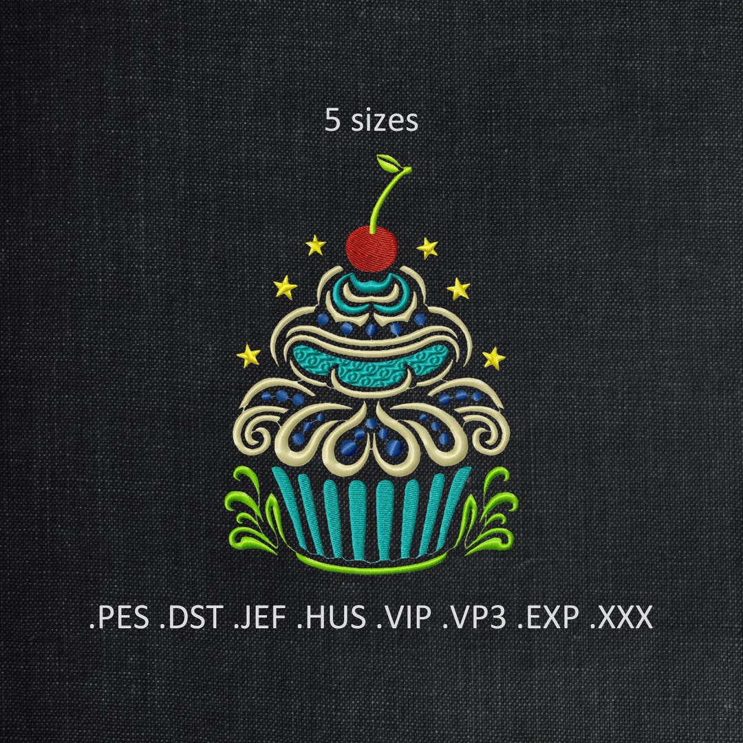 Cupcake Machine Embroidery Design, Dessert Embroidery Design, Cake ...