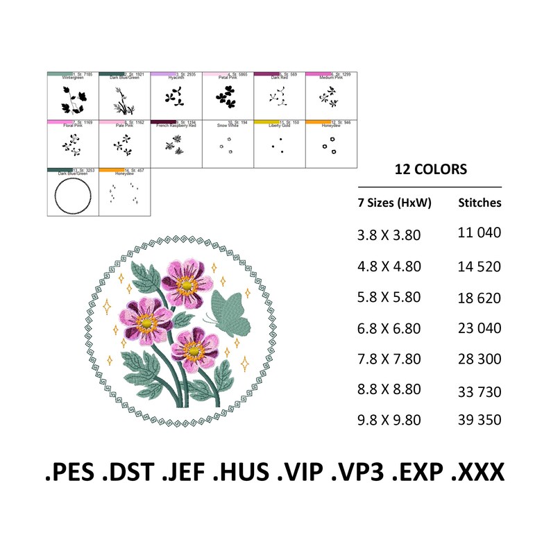 Anemone Machine Embroidery Designs, Garden Flower PES DST Files - Etsy