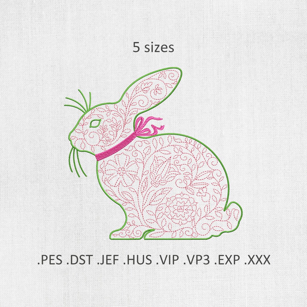 Coquette Rabbit With Bow Machine Embroidery Designs, Spring Bunny ...