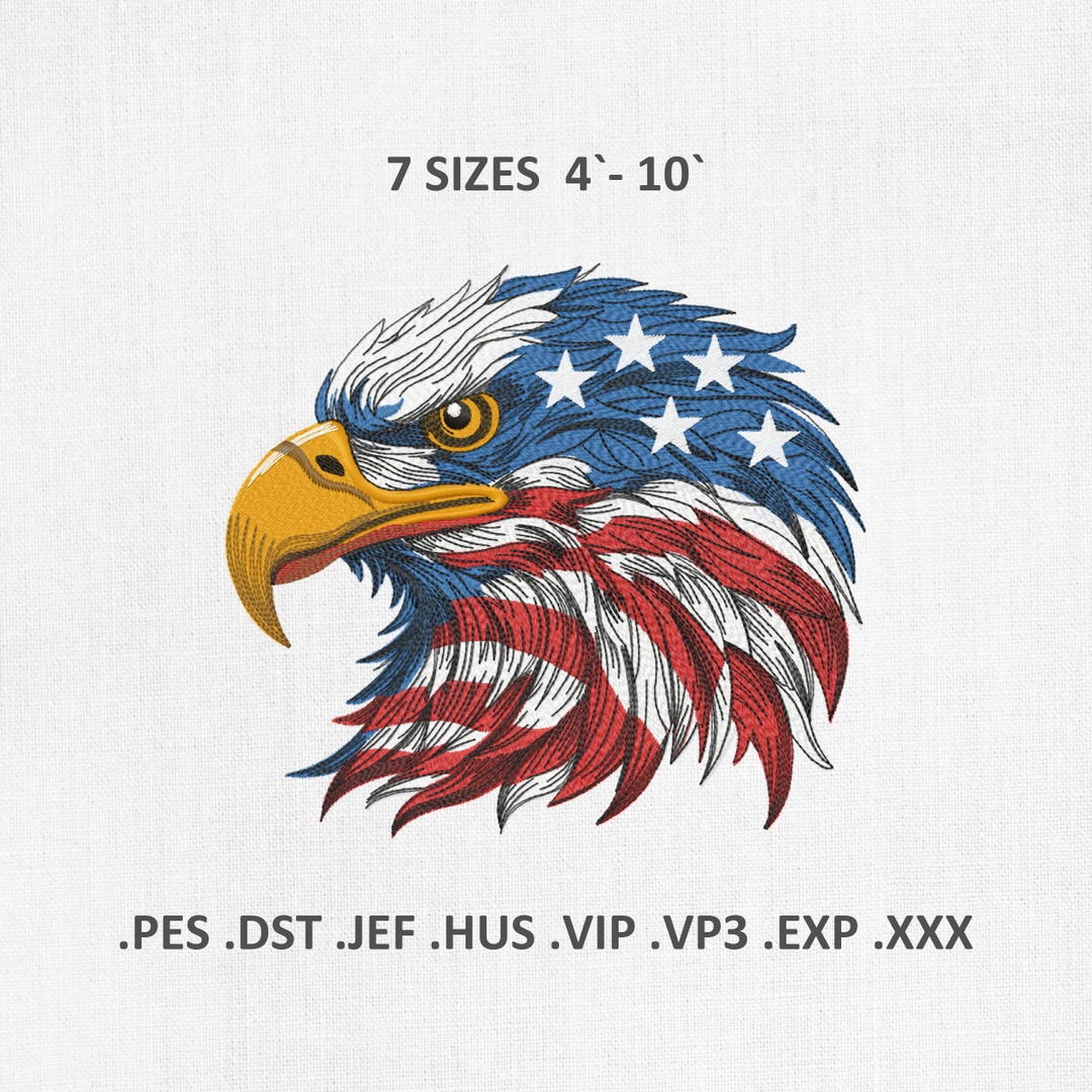 American Eagle Machine Embroidery Design, Patriotic 4th of July PES DST ...