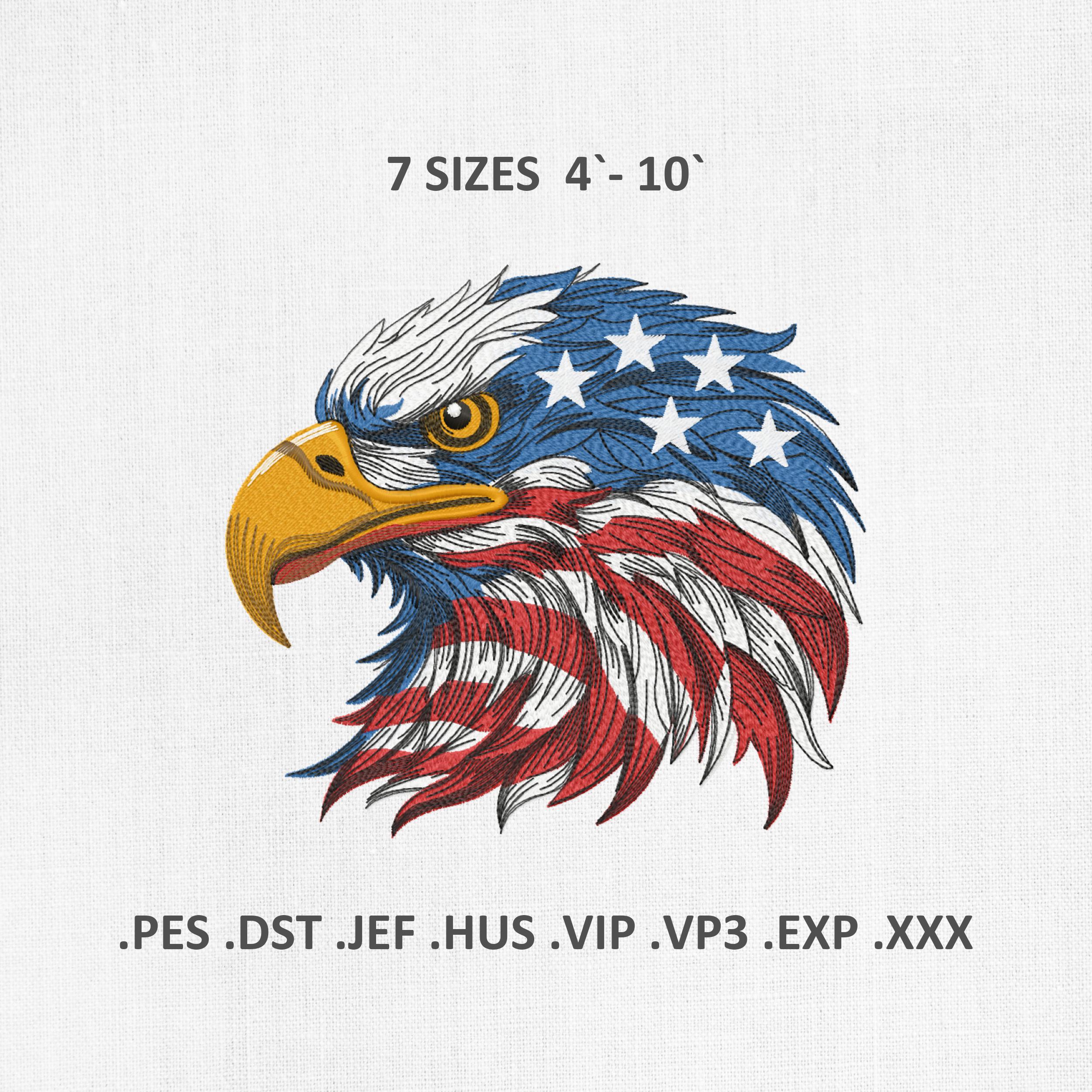 American Eagle Machine Embroidery Design, Patriotic 4th of July PES DST ...