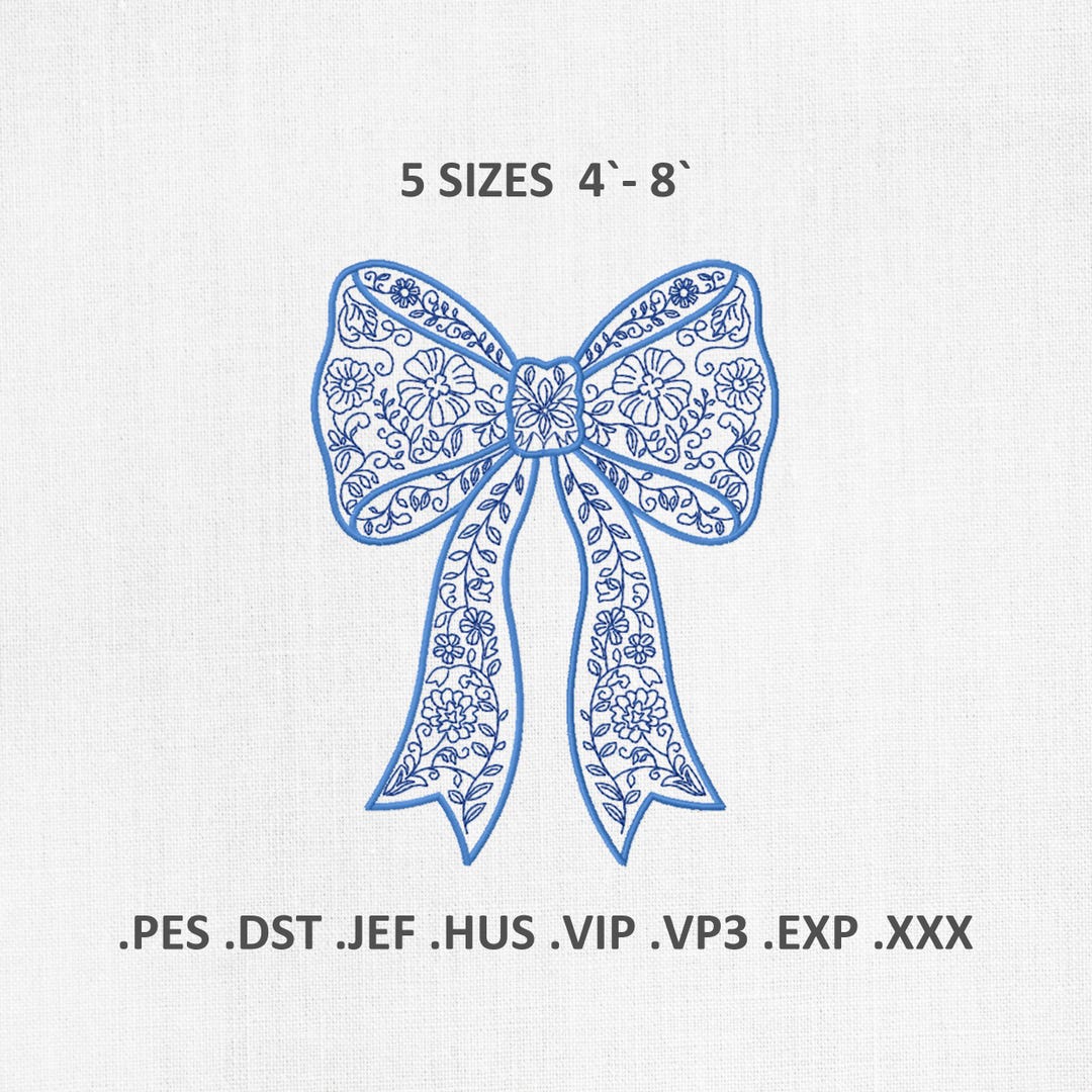 Chinoiserie Bow Machine Embroidery Designs, Spring Coquette PES DST ...