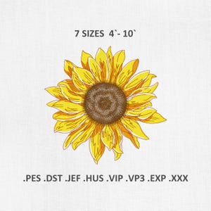 Sunflower Machine Embroidery Designs, Summer Flower PES DST Files - Etsy