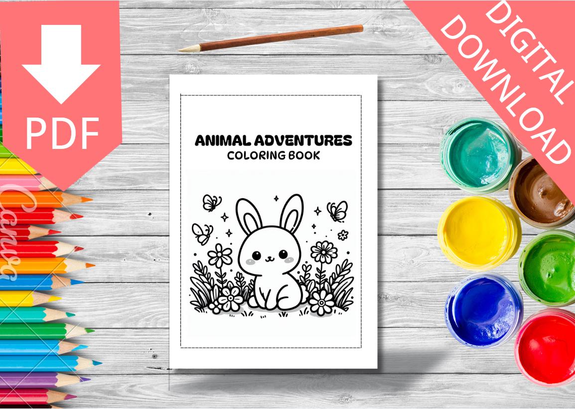 50 Cute Animal Coloring Book Pages - Zoo, Farm, Land & Sea, Desert ...