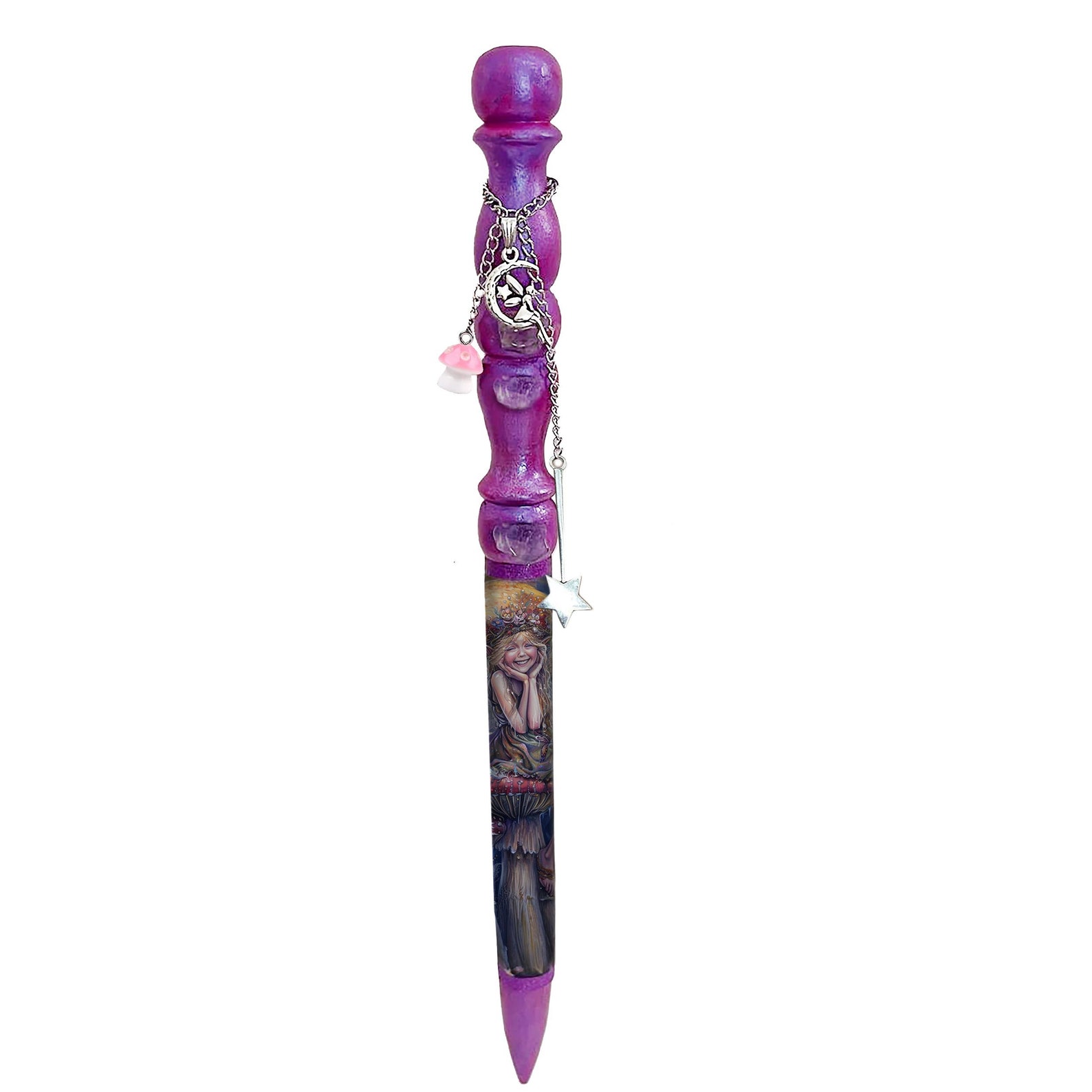 Fairy Wand - Magic Wand - Wizard Wand - Hand-carved Wood With Crystals ...