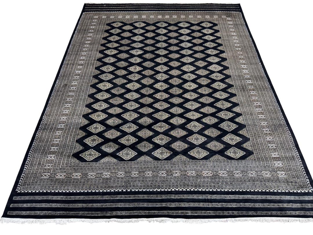 9x12 Black Color Bokhara Rug - 2.75x3.65 Rug - Bedroom Rug - Luxury Rug ...