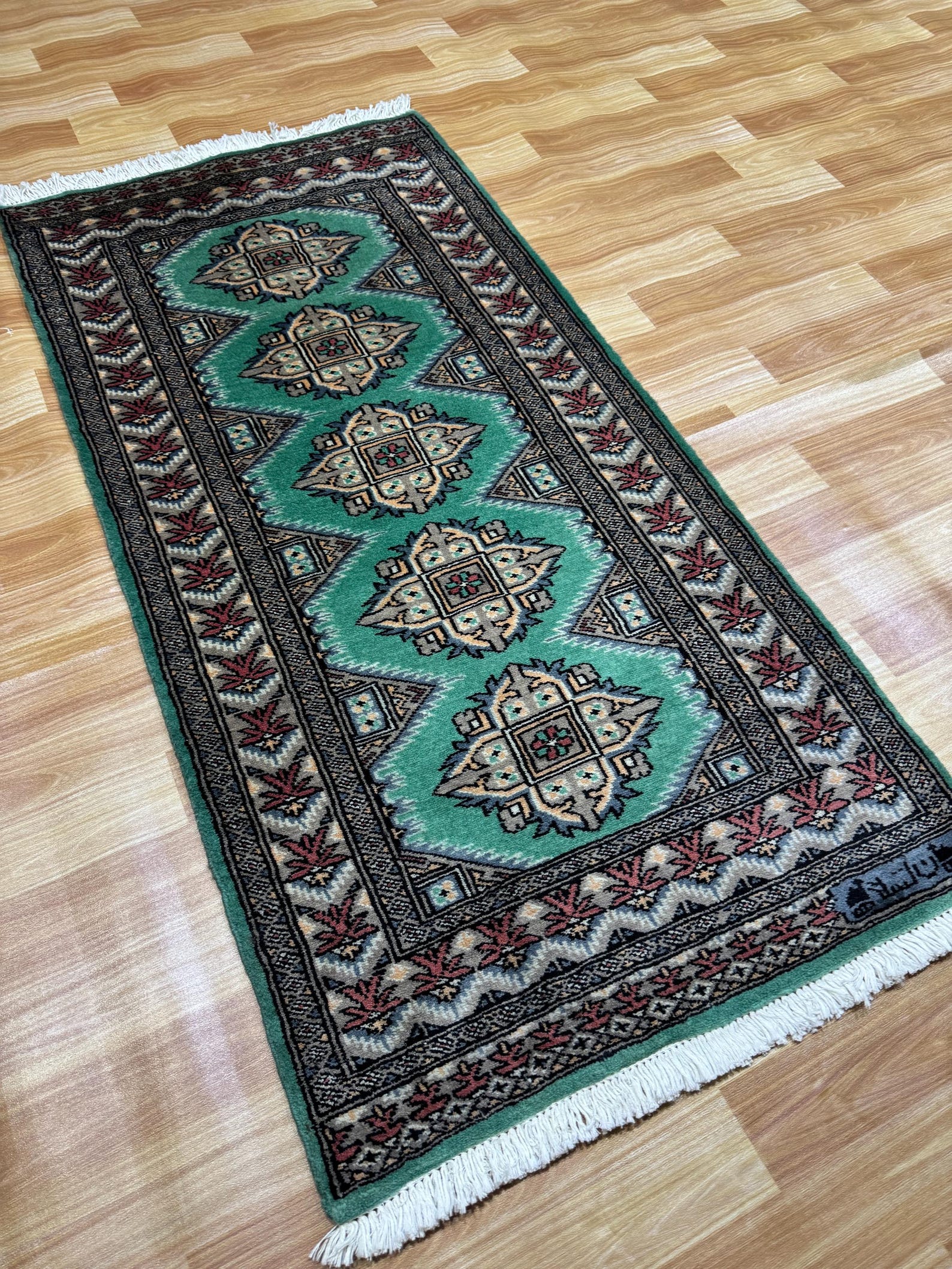 Alfombra Bokhara de color verde azulado 2x5 - Alfombra 0.60x1.50 ...