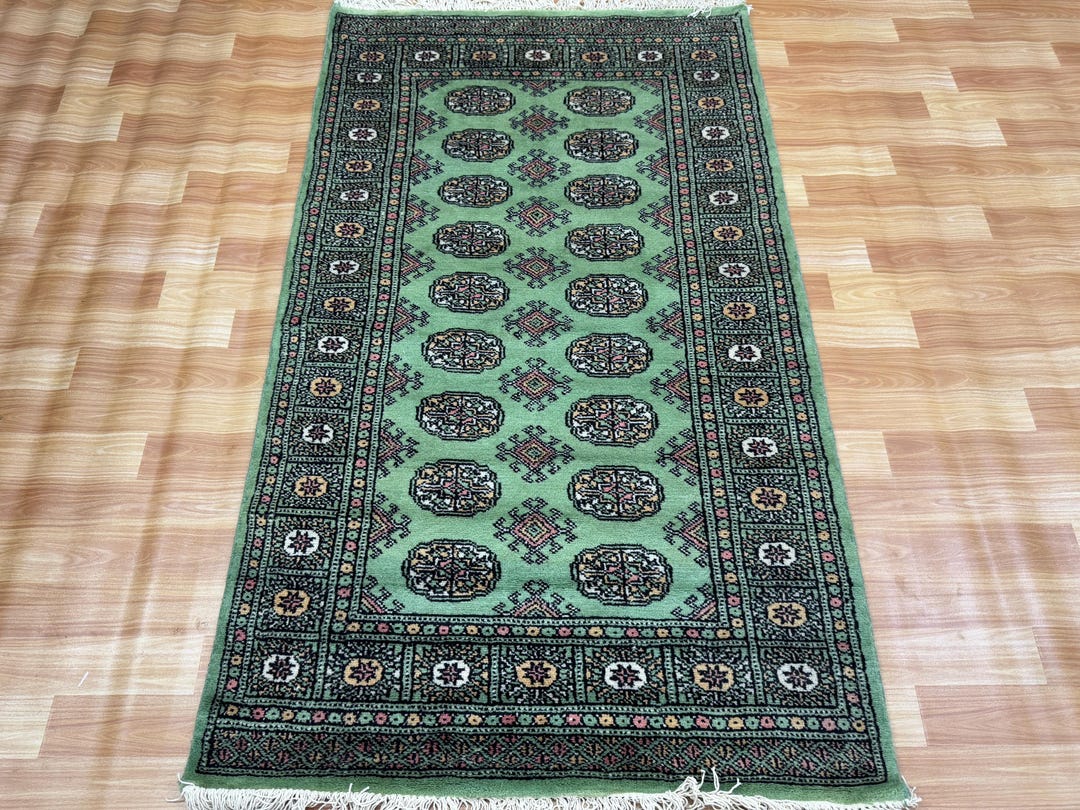 3x5 Pistachio Green Color Bokhara Rug - Washable Rug - Kitchen Rug ...