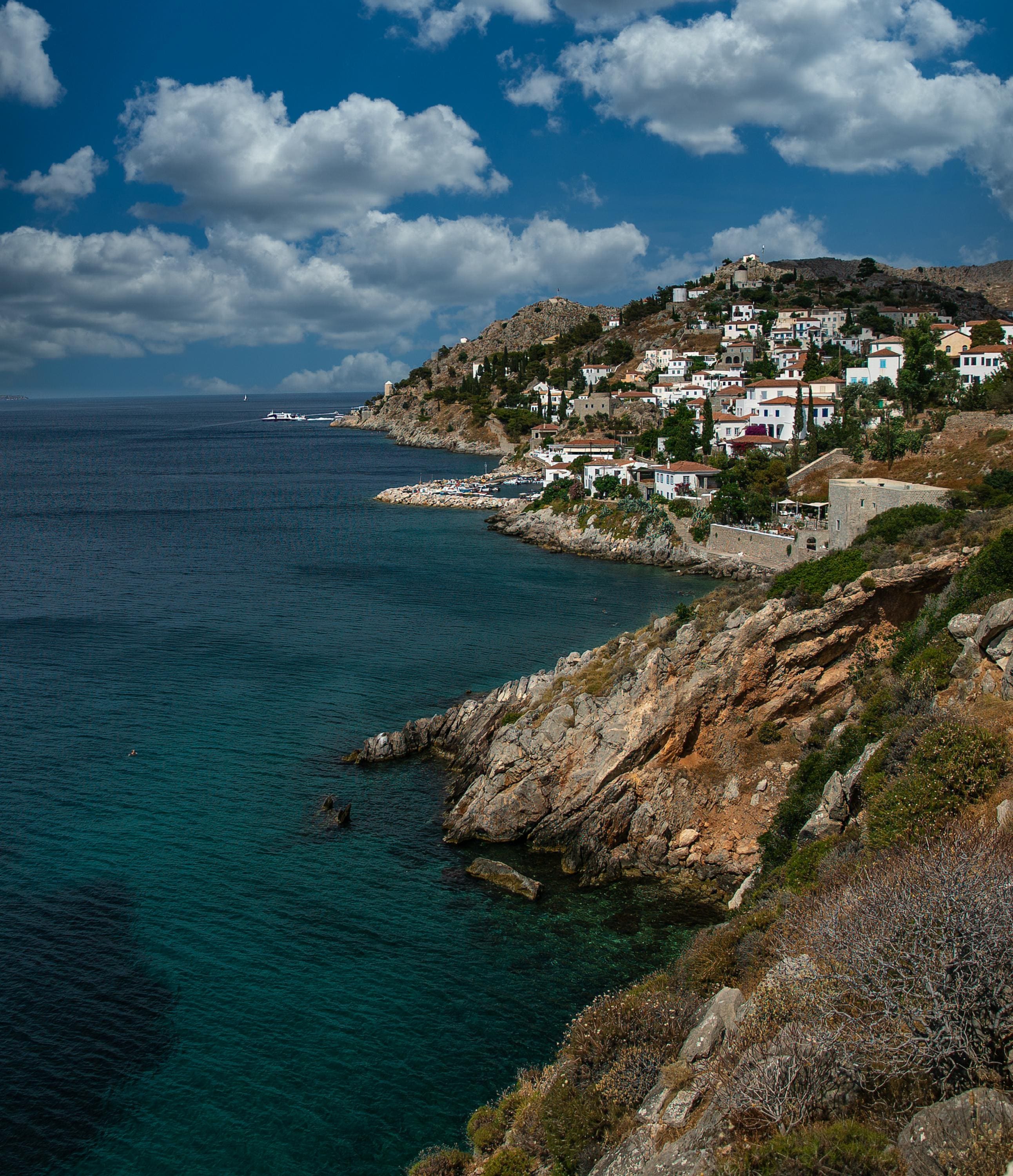 Greece, Greek Island, Hydra, Mediterranean, Sea, Water, Cliffs, Emerald ...