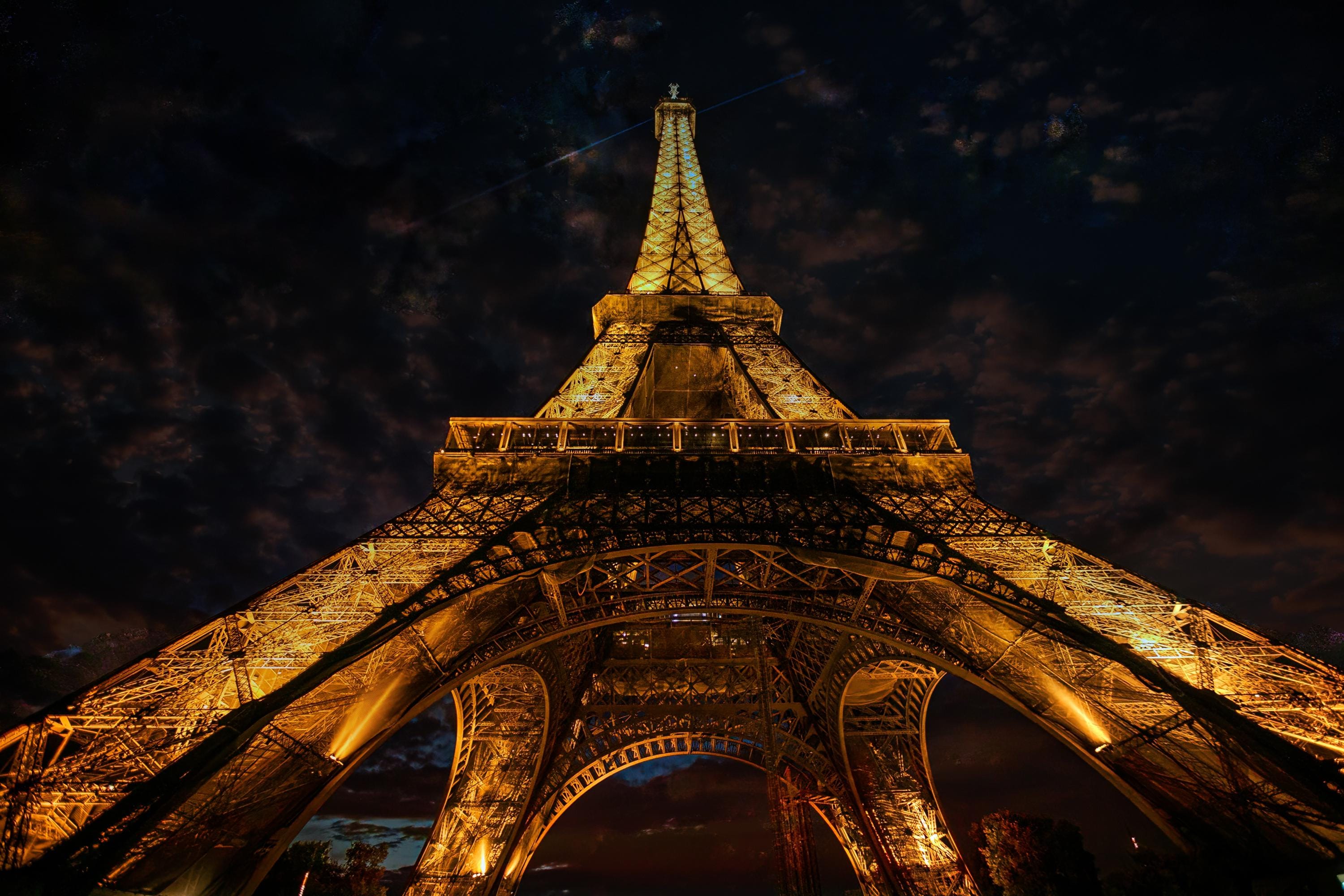 Eiffel Tower, Paris, France, Night View, Dramatic Angle - Etsy
