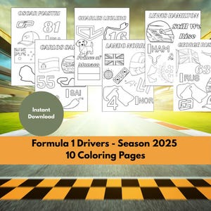 Formula 1 2025 Coloring Book Pages, F1 Lando Norris, Verstappen, Carlos ...
