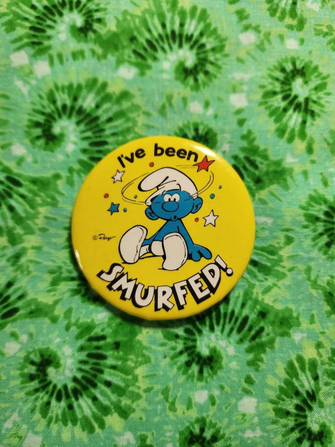 New Vintage Smurf Button - Etsy