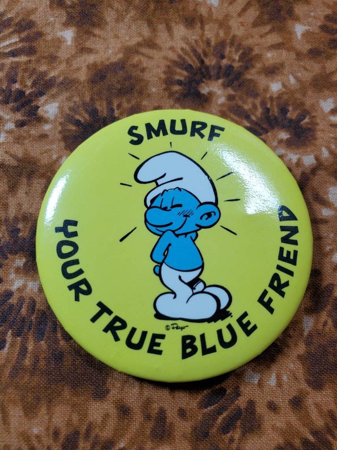 Vintage Smurf Button - Etsy